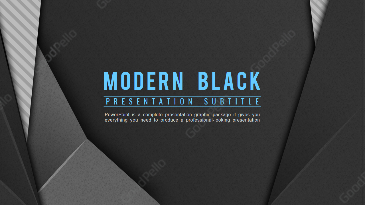 Modern Black PowerPoint Template Wide | | 고퀄리티 프레젠테이션 템플릿 굿펠로